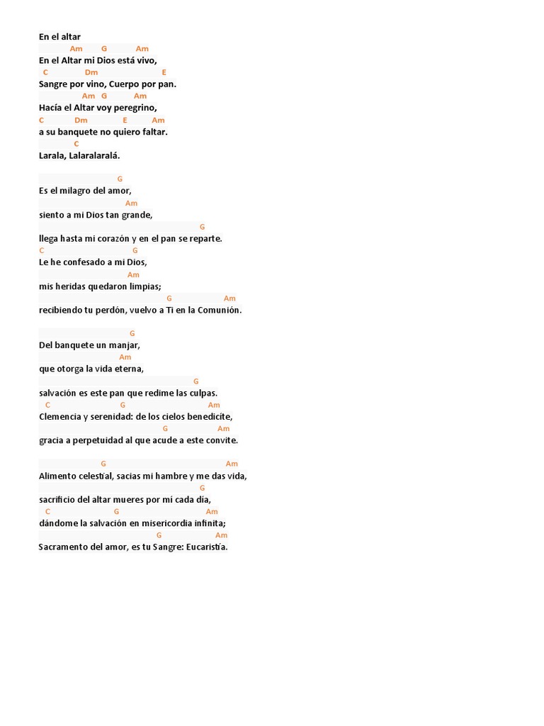 Cantos Eucarísticos Pdf Eucaristía Cristo Título