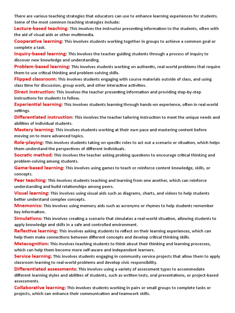Teaching Strategies | PDF