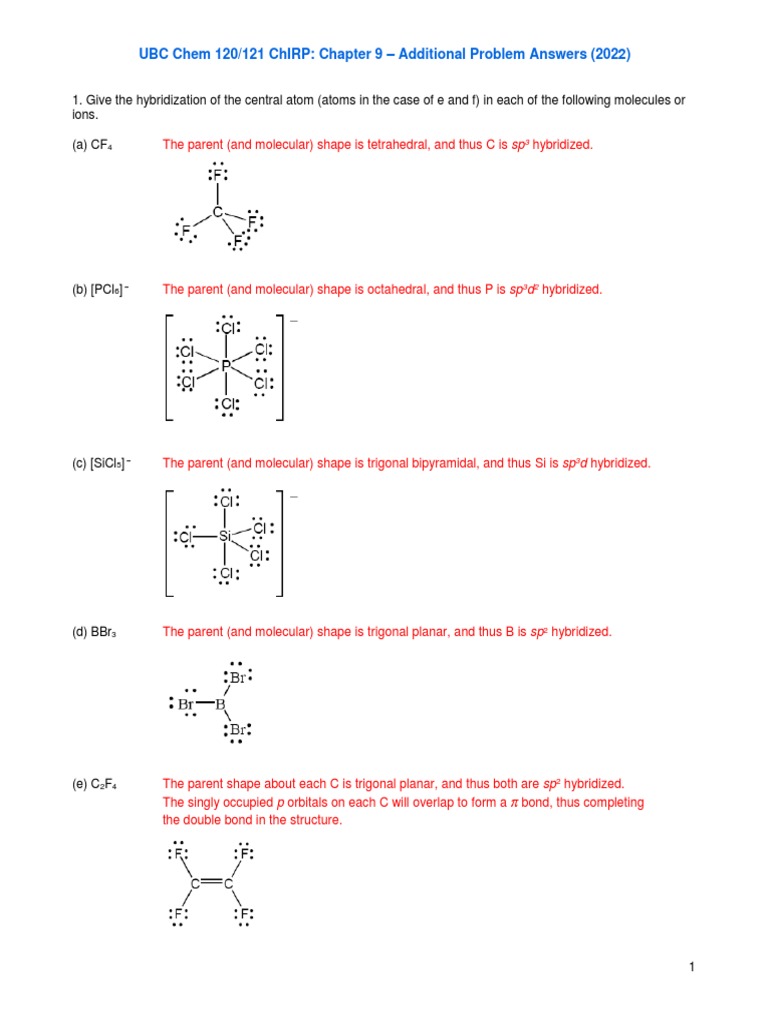 Chapter 9 Additional Problem Answers 2022 | PDF