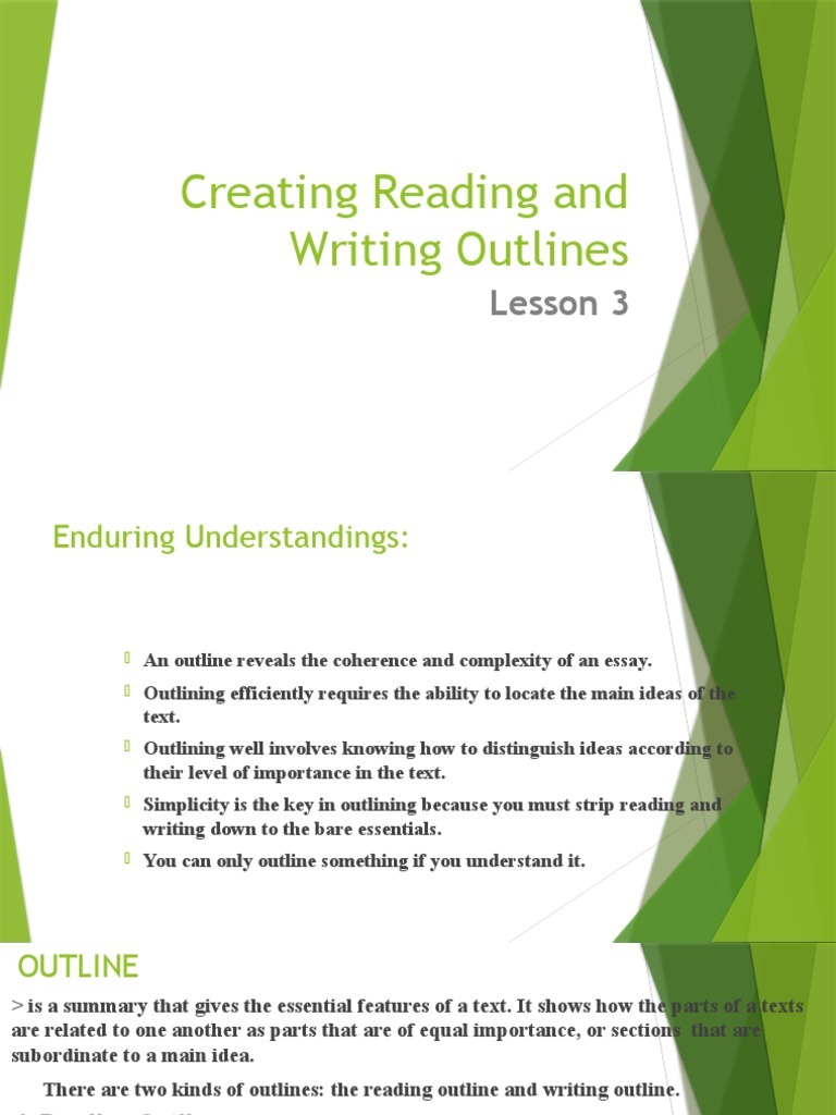 Creating Reading and Writing Outlines | PDF