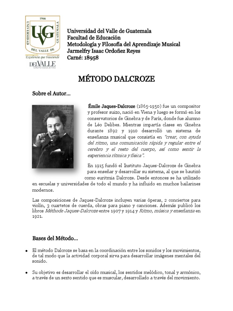 Método Dalcroze en Educación Musical | PDF