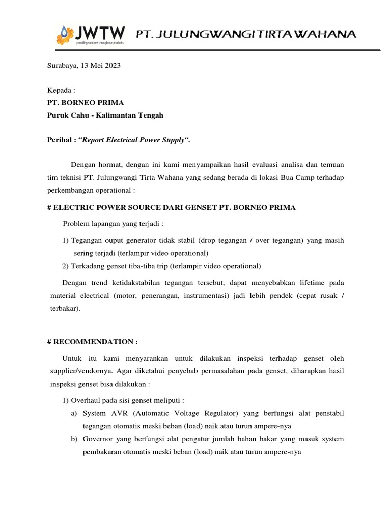 Hasil Report Electrical Dari Tim Yang Di Site | PDF