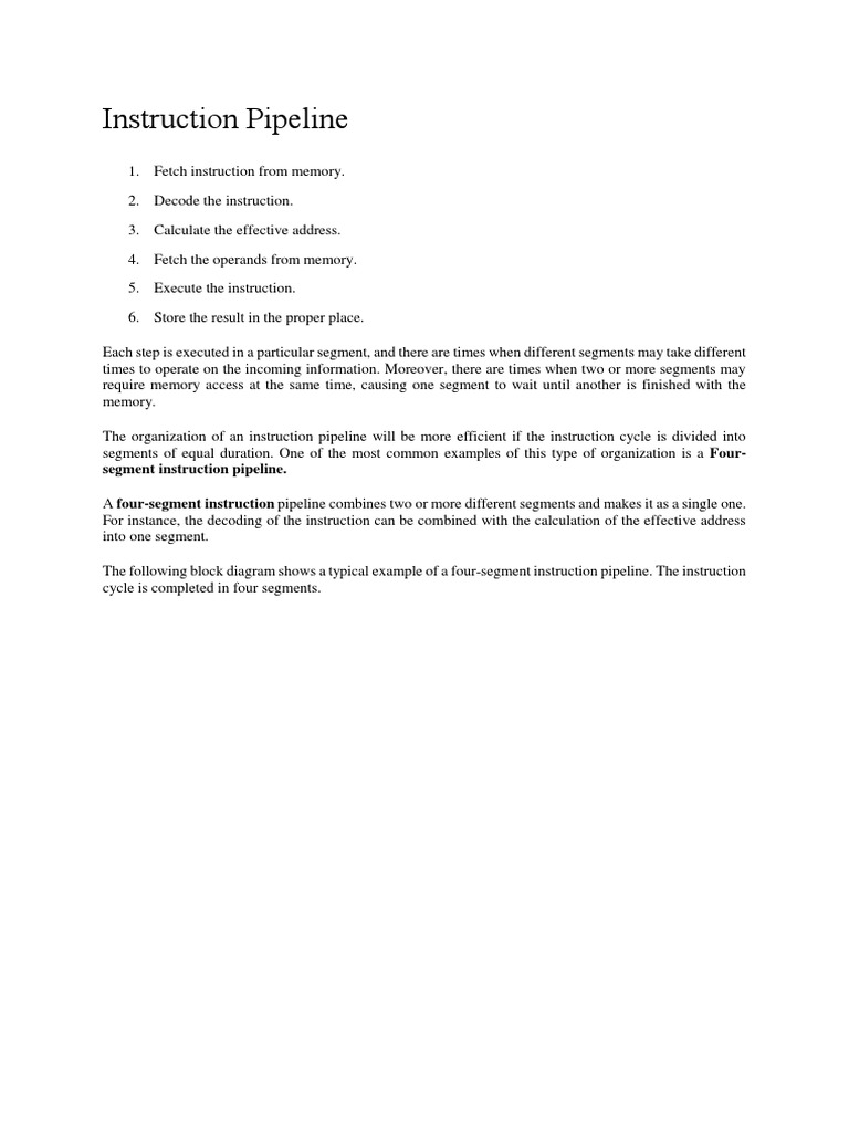 Four-Segment Instruction Pipeline Explained | PDF