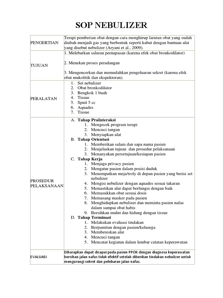 Sop Nebulizer | PDF | Sains & Matematika