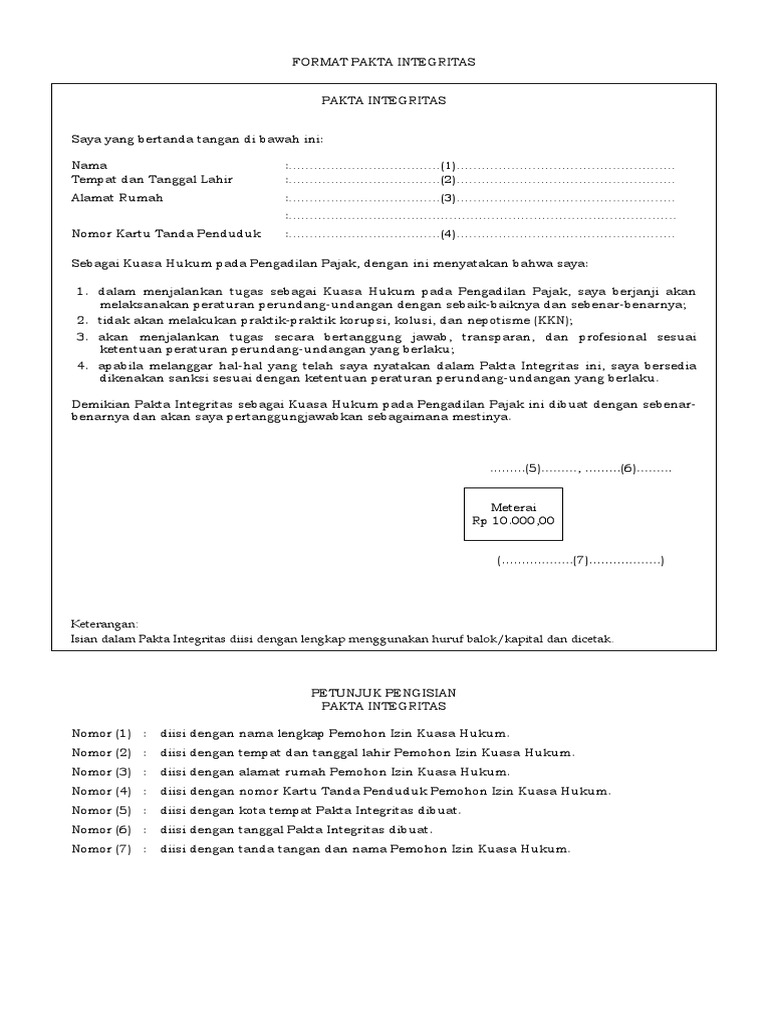 Format Pakta Integritas | PDF