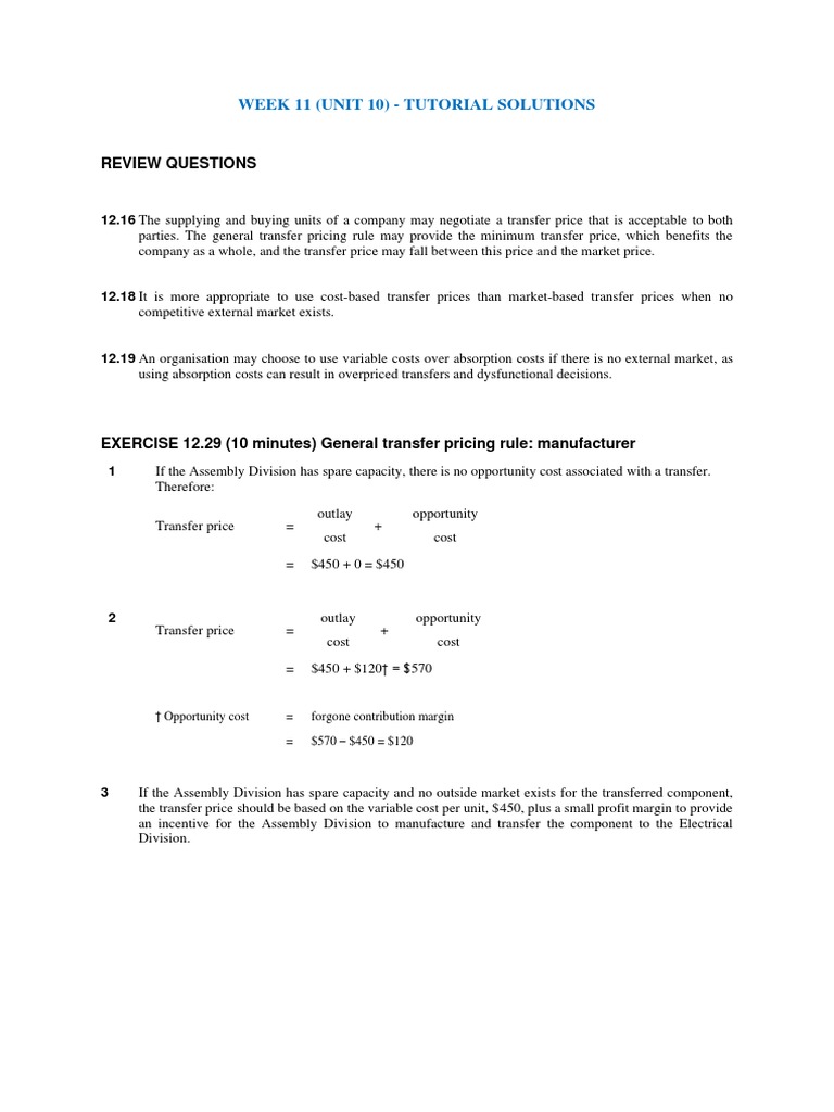 Week 11 Tutorial Solutions | Download Free PDF | Cost | Marginal Cost