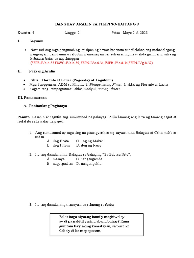 Filipino 8 Q4 Week 2 | PDF