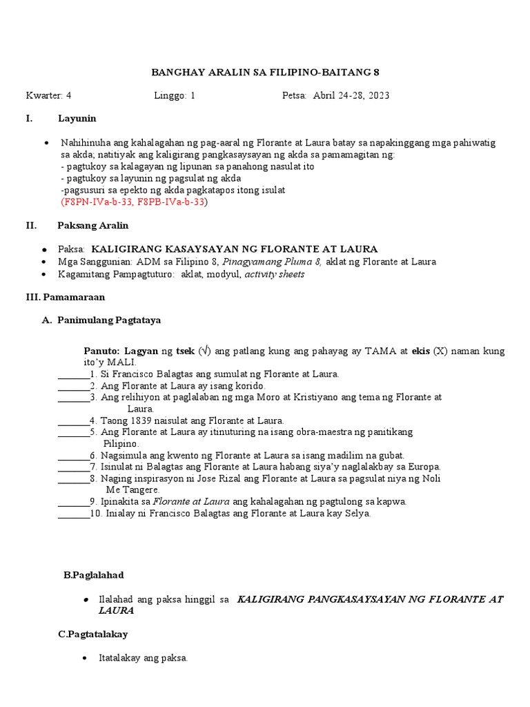 Filipino 8 Q4 Week 1 | PDF