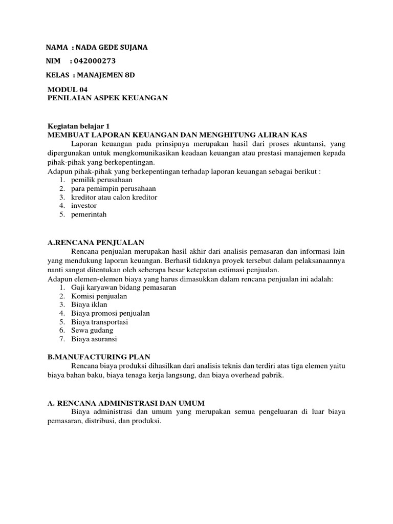 Resume Modul 4 - Nada Gede - 042000273 - 8D Manajemen | PDF | Komputer