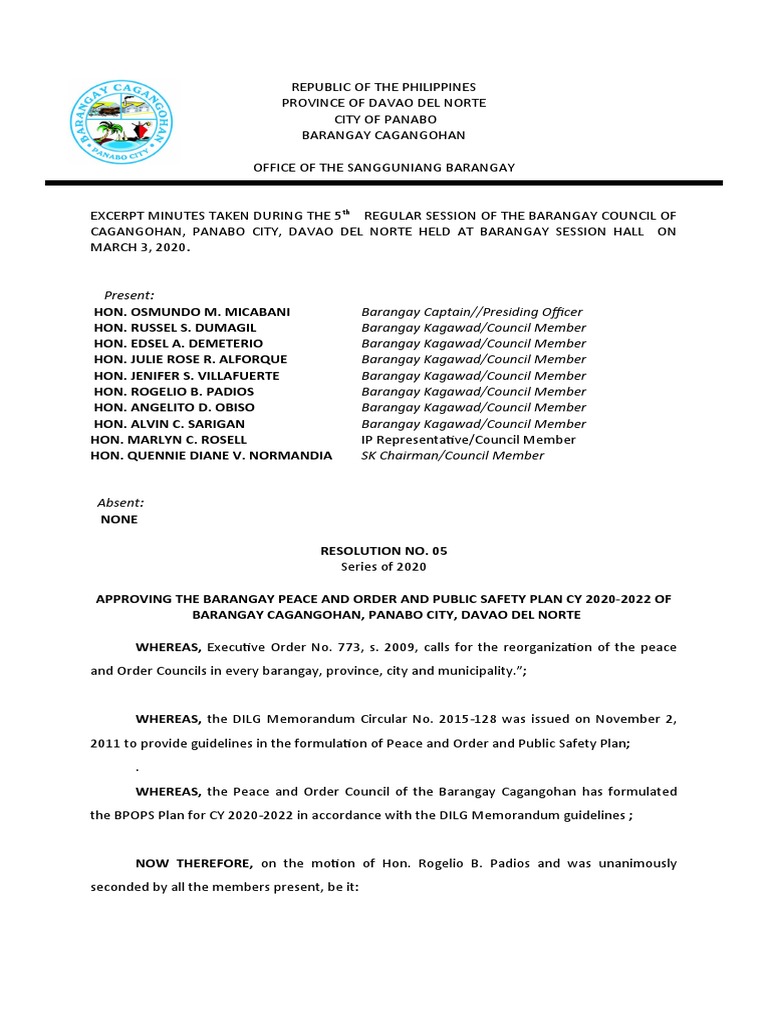 Resolution BPOPS Plan Approve | PDF