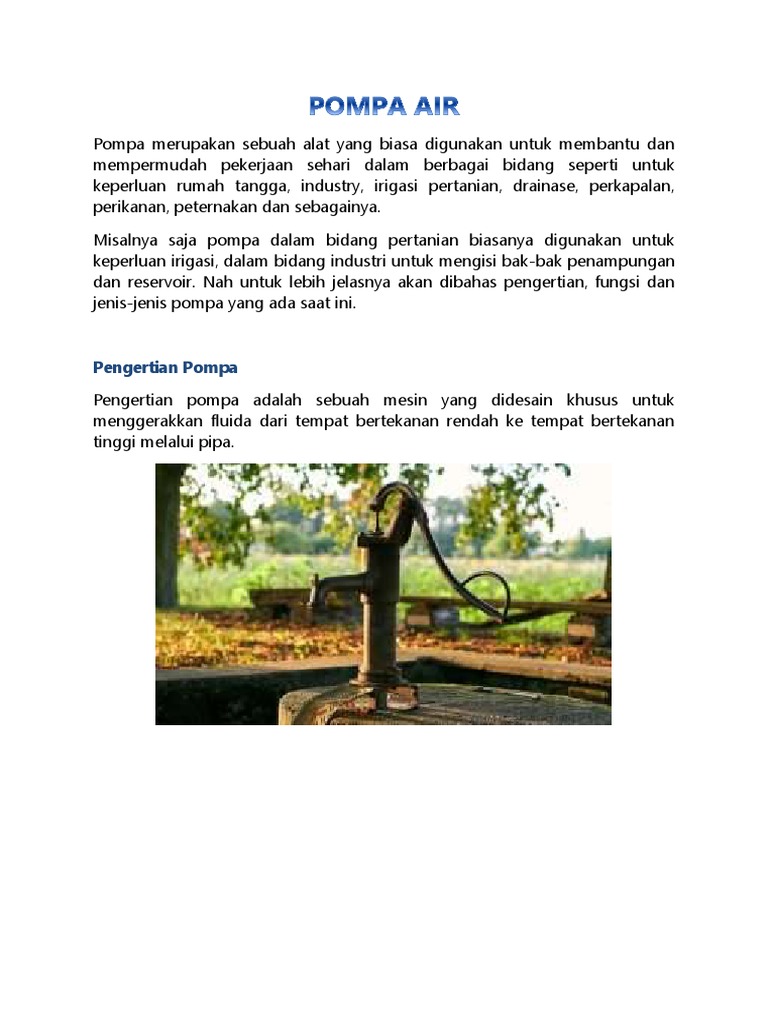 Jenis Jenis Pompa Air | PDF