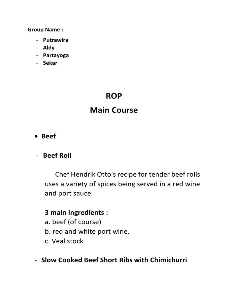 Grup 4 Pembahasan Tentang Main Course (Beef, Poultry, Seaafod-Fish ...