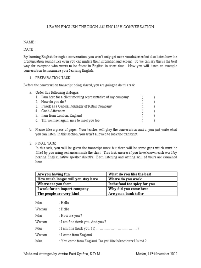 Learn English Through An English Conversation | PDF | English Language ...