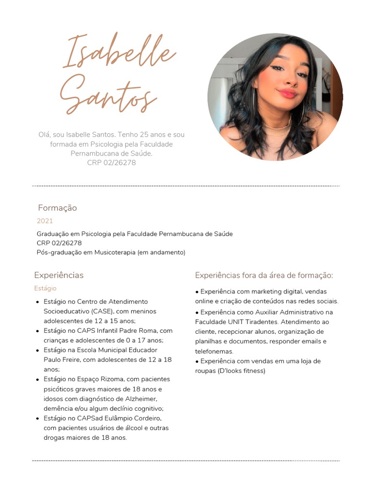 Curriculum - Isabelle Santos RH | PDF