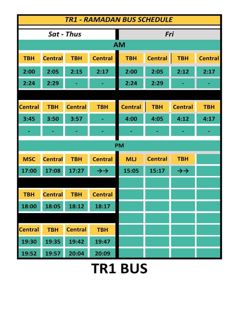 Shuttle Bus Schedule - Ramadan | PDF
