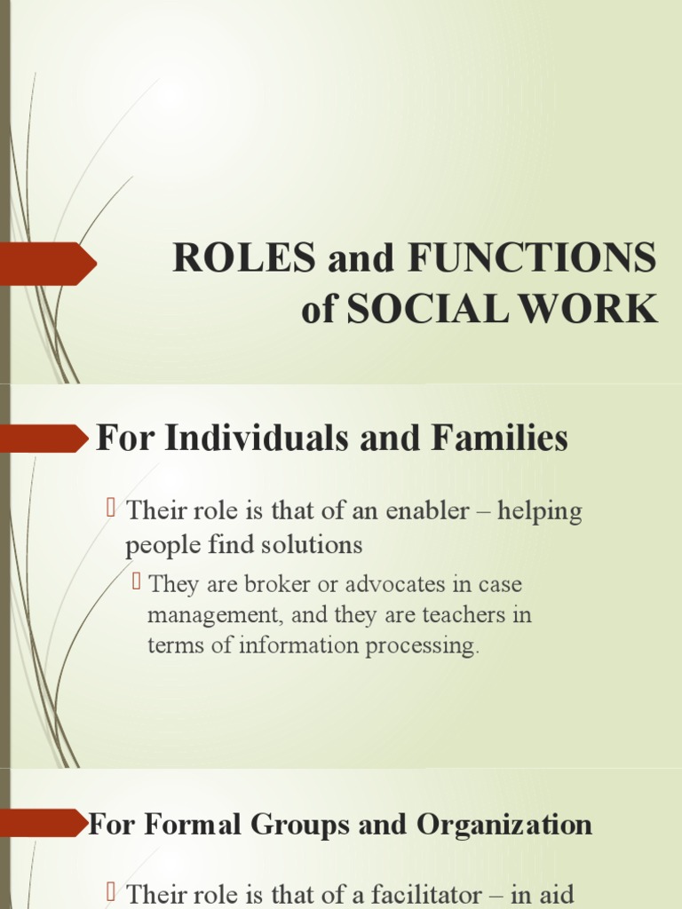 Roles of Social Worker | PDF | Social Work | Empowerment