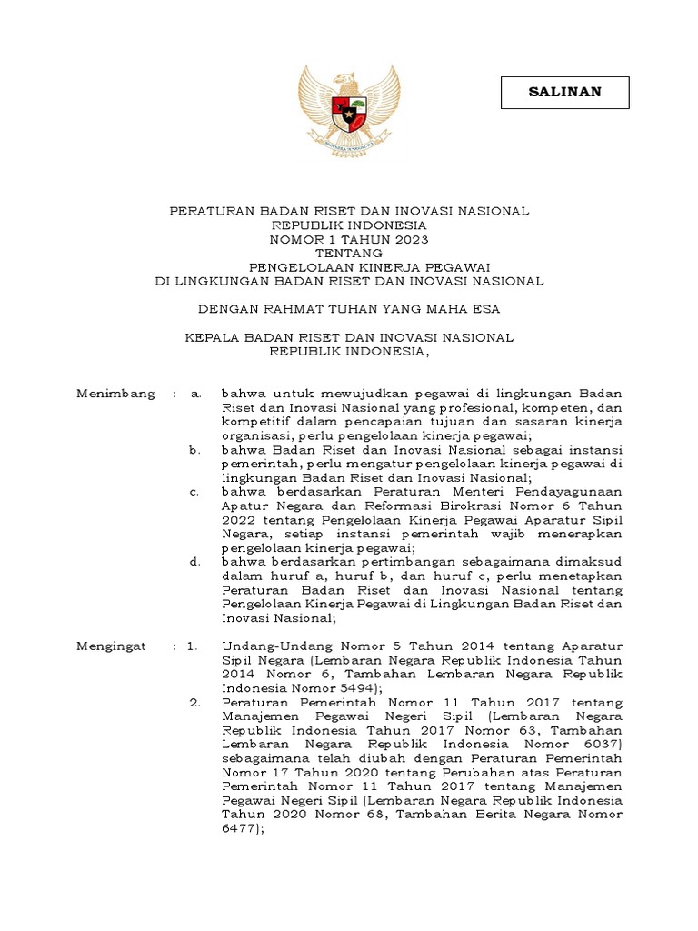 salinan_peraturan brin no 1 tahun 2023 | PDF
