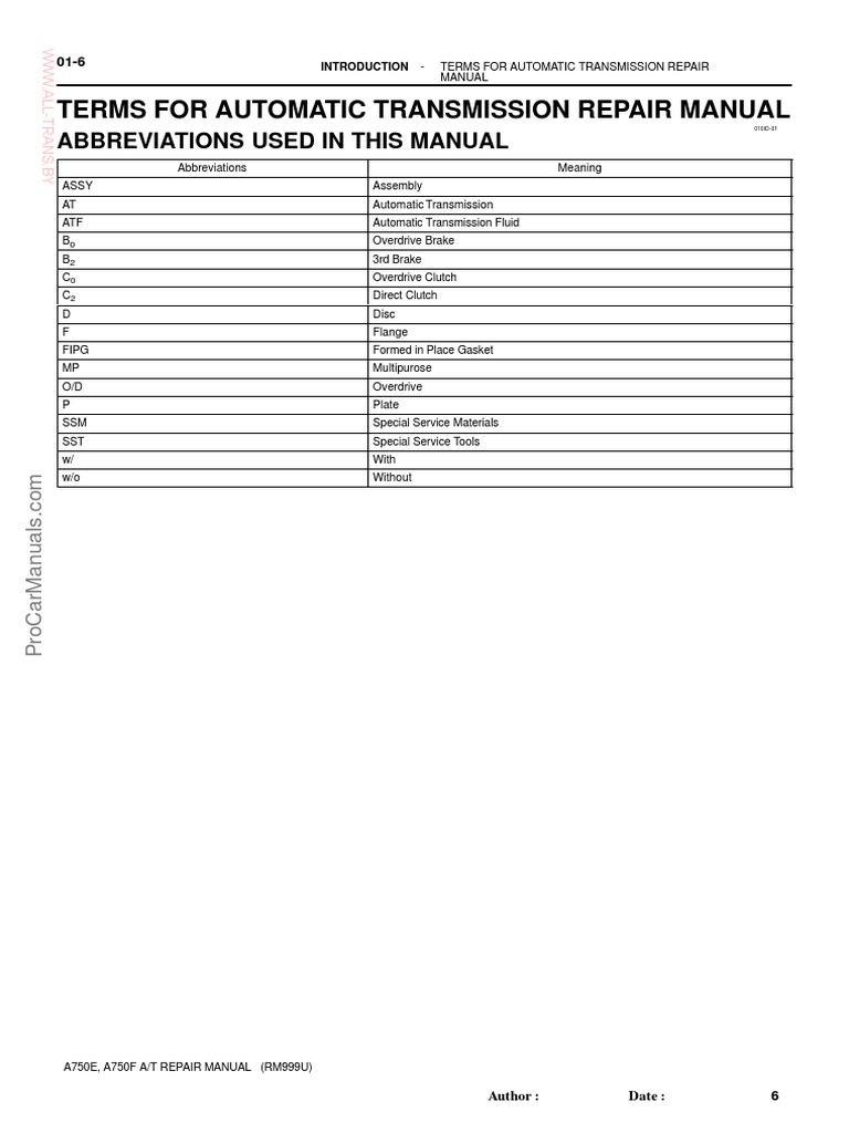 A750E-A750F-Rebuild-Manual | PDF | Clutch | Manual Transmission