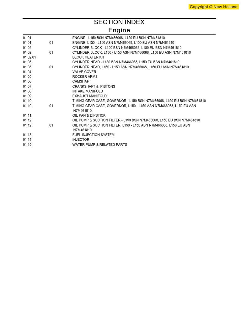 L150 Engine Parts and Specifications | PDF