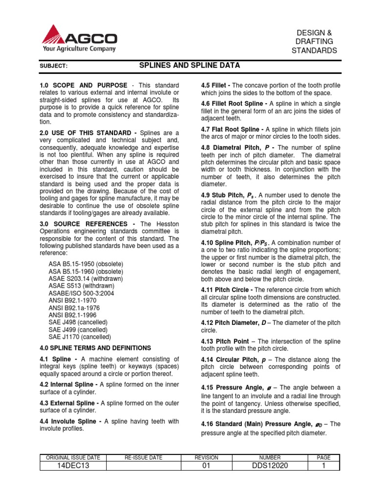 Spline Standards and Data Overview | PDF