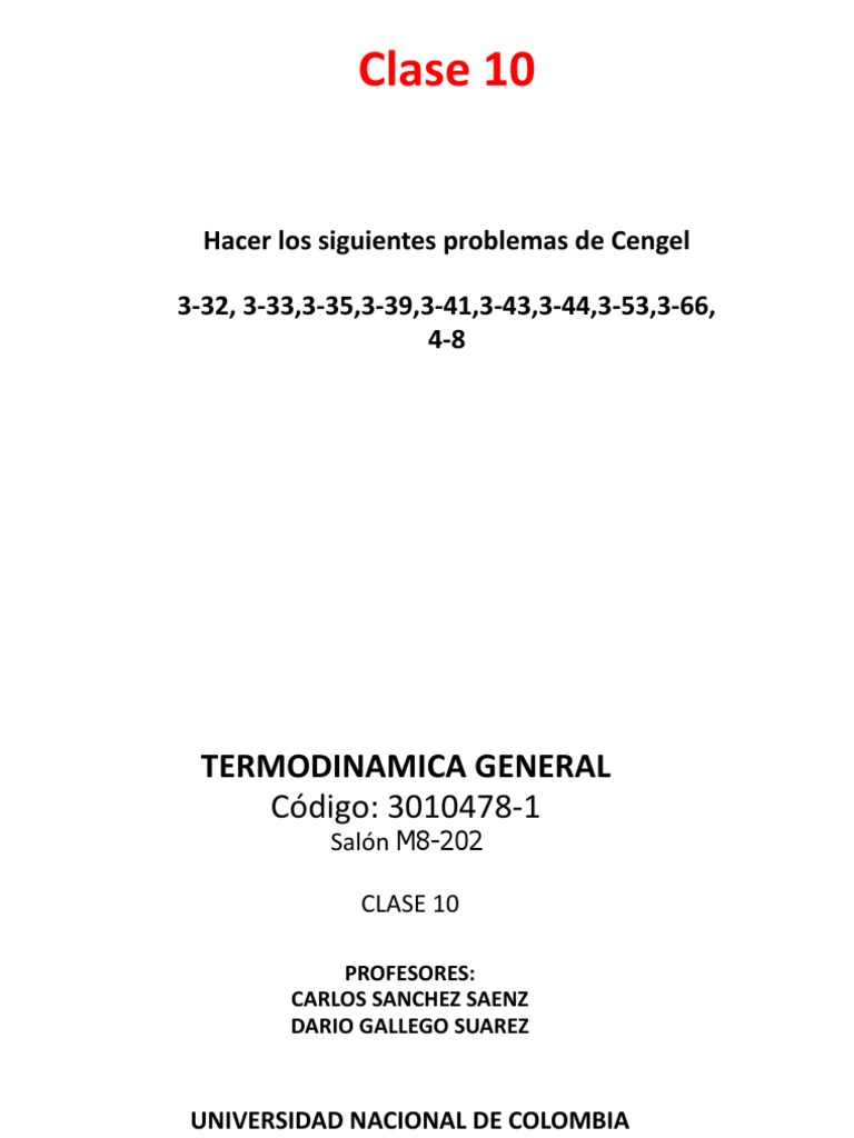 Clase 10 D Termo General 01 2023 | PDF | Calor | Termodinámica