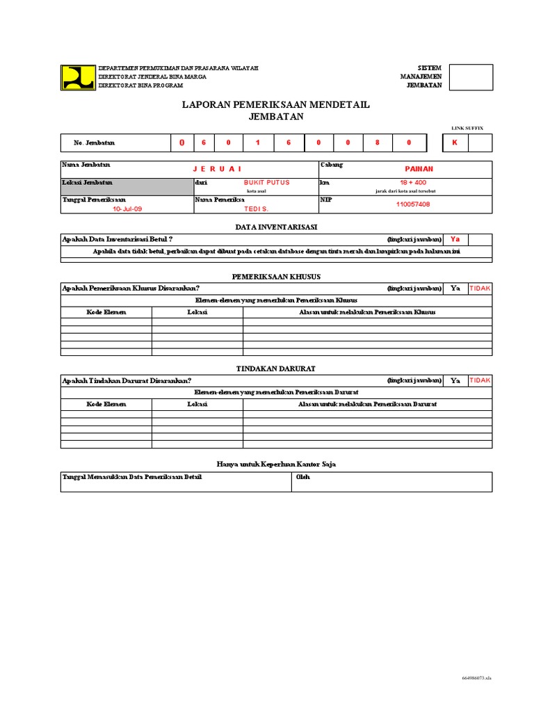 Form Pemeriksaaan Detail JBT | PDF