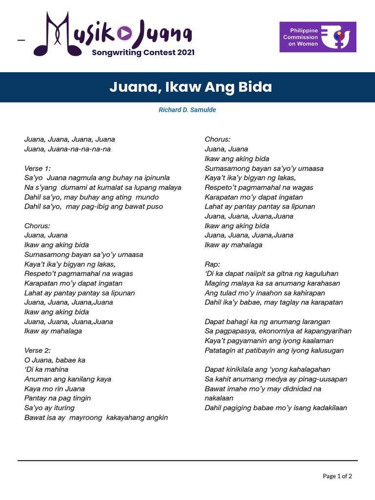 PCW-Audio-Juana-Ikaw-Ang-Aking-Bida-2021 | PDF