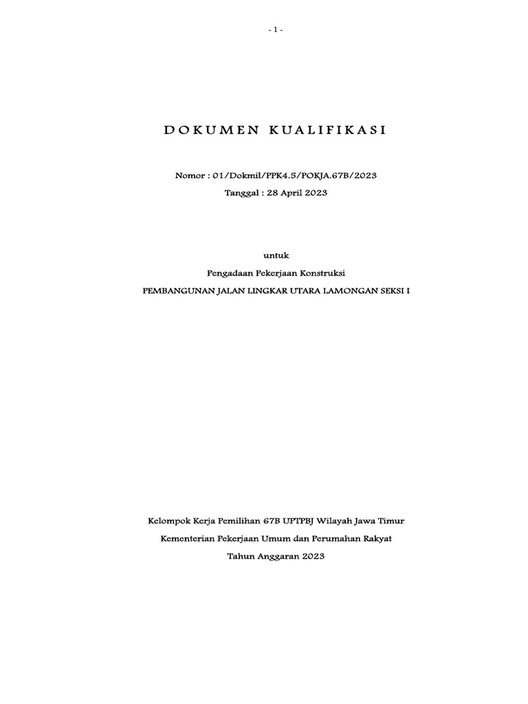 Dokumen Kualifikasi Tender | PDF