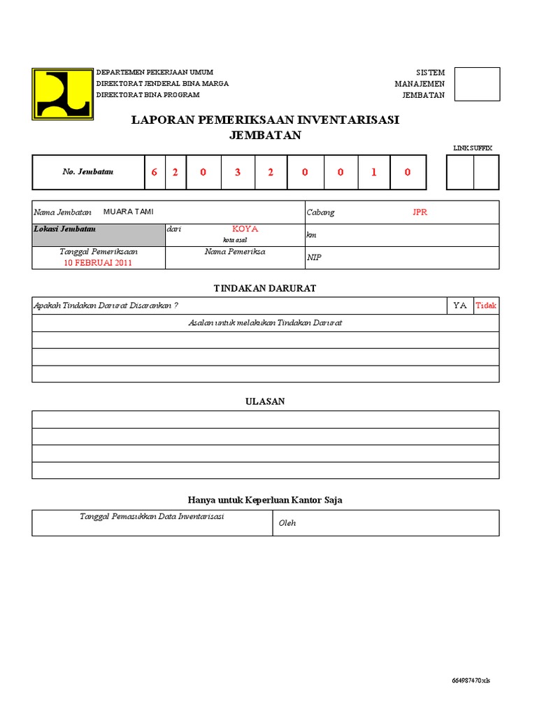 Form Pemeriksaan Inventarisasi Jbt | PDF