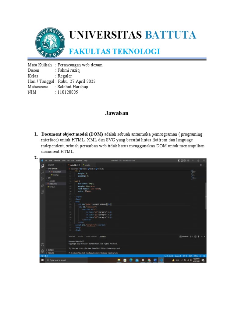 Jawaban Uts Perancanaan Web Desain Universitas Battuta | PDF