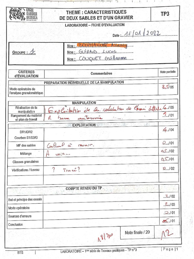 TP3 - Caractéristiques de Deux Sables Et D'un Gravier | PDF