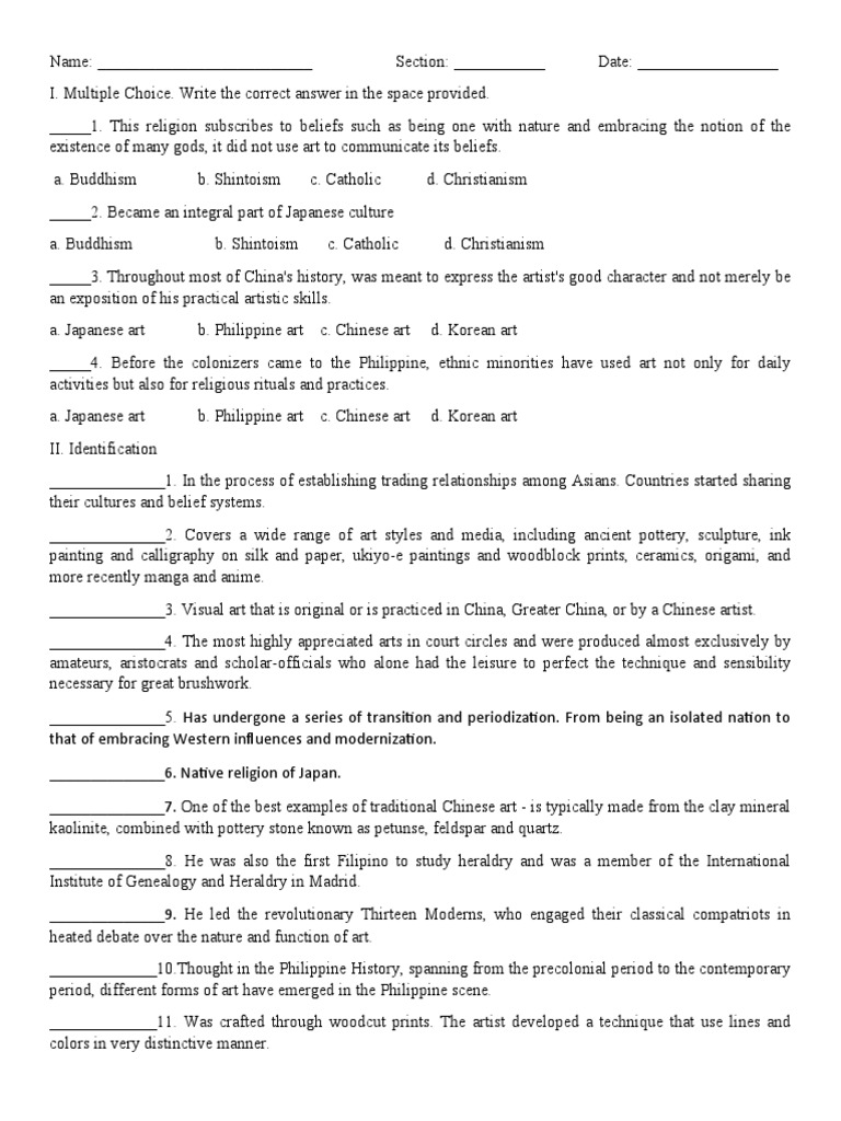 Arts in Asia .Test Paper.1 | Download Free PDF | Japanese Art | Pottery