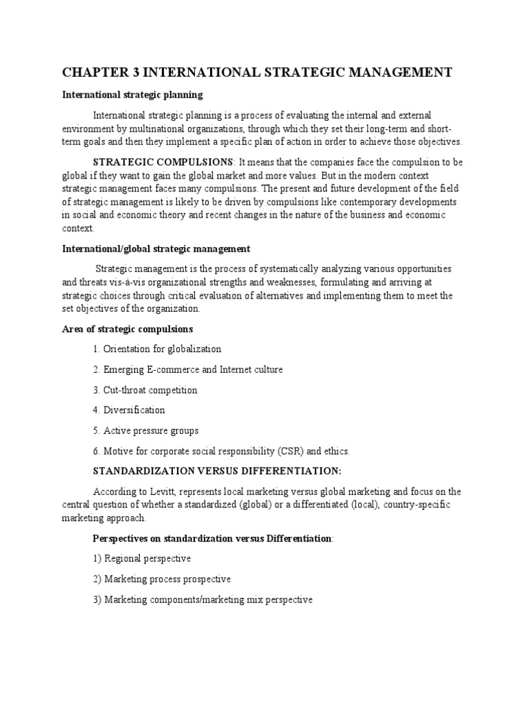 International Strategic Management Overview | PDF | Business | Politics