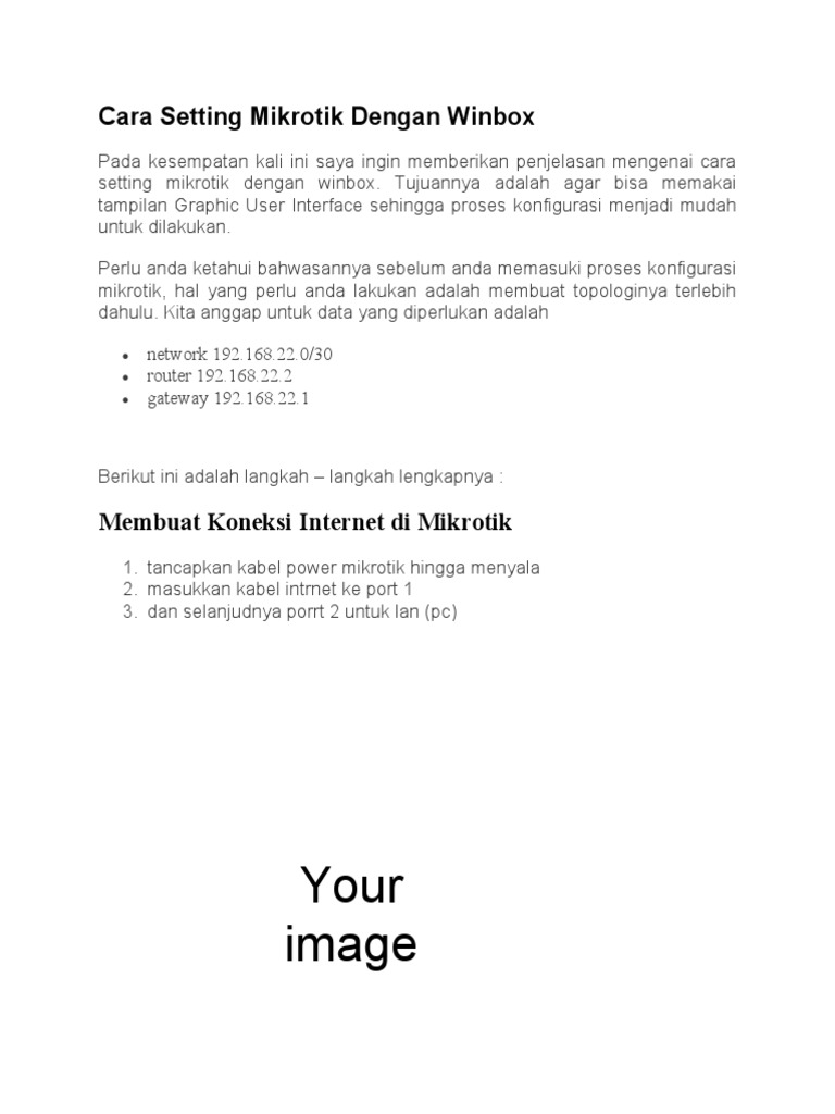 Cara Setting Mikrotik Dengan Winbox | PDF