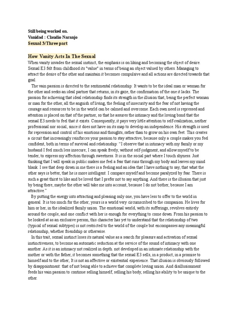 Vanity - Claudio Naranjo (Sx3) | PDF | Intimate Relationships | Seduction