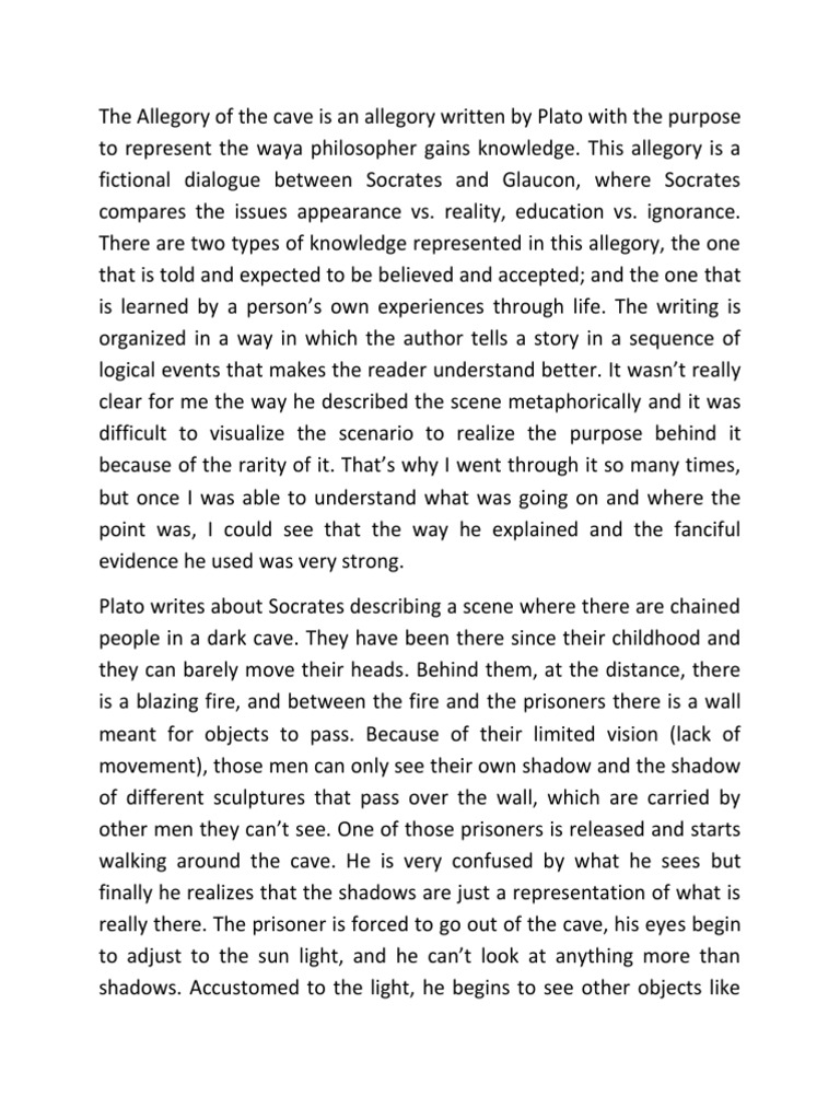 Allegory of The Cave Analysis | PDF | Cognition | Metaphilosophy
