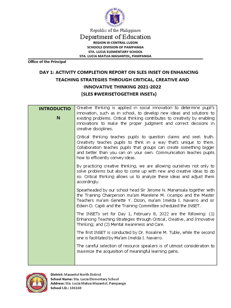 SLES INSET: Enhancing Teaching Strategies | PDF