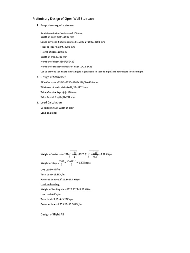 Staircase Preliminary Design Based On NBC and IS Code | PDF | Stairs ...