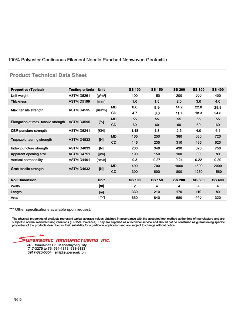 Geotextile Technical Data Sheet | PDF | Building Materials | Applied ...