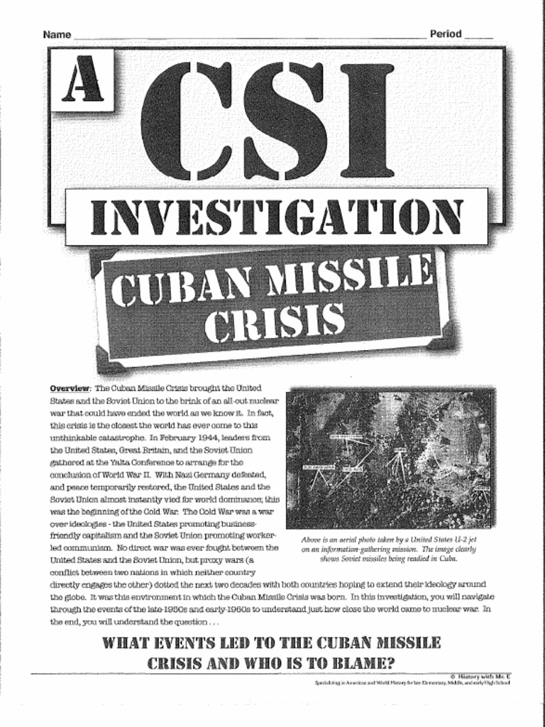 CSI Investigation Cuban Missile Crisis WKST | PDF