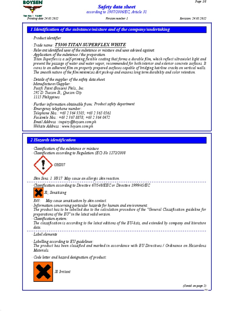 T5300 Titan Superflex White | PDF | Dangerous Goods | Water