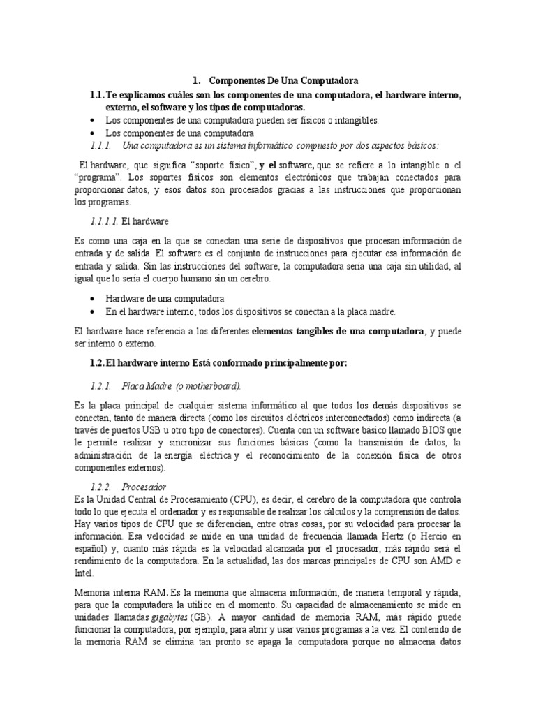 Componentes de Una Computadora | PDF | Hardware de la computadora ... Componentes de Una Computadora | PDF | Hardware de la computadora ...