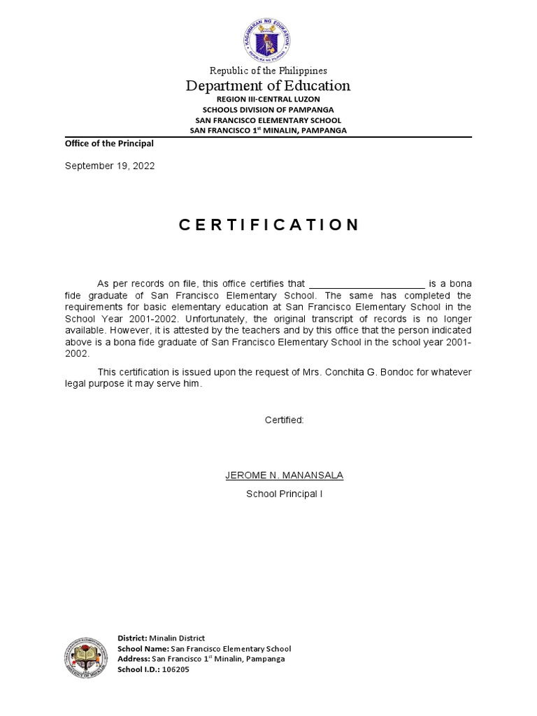 Certification of No Transcript of Records | PDF