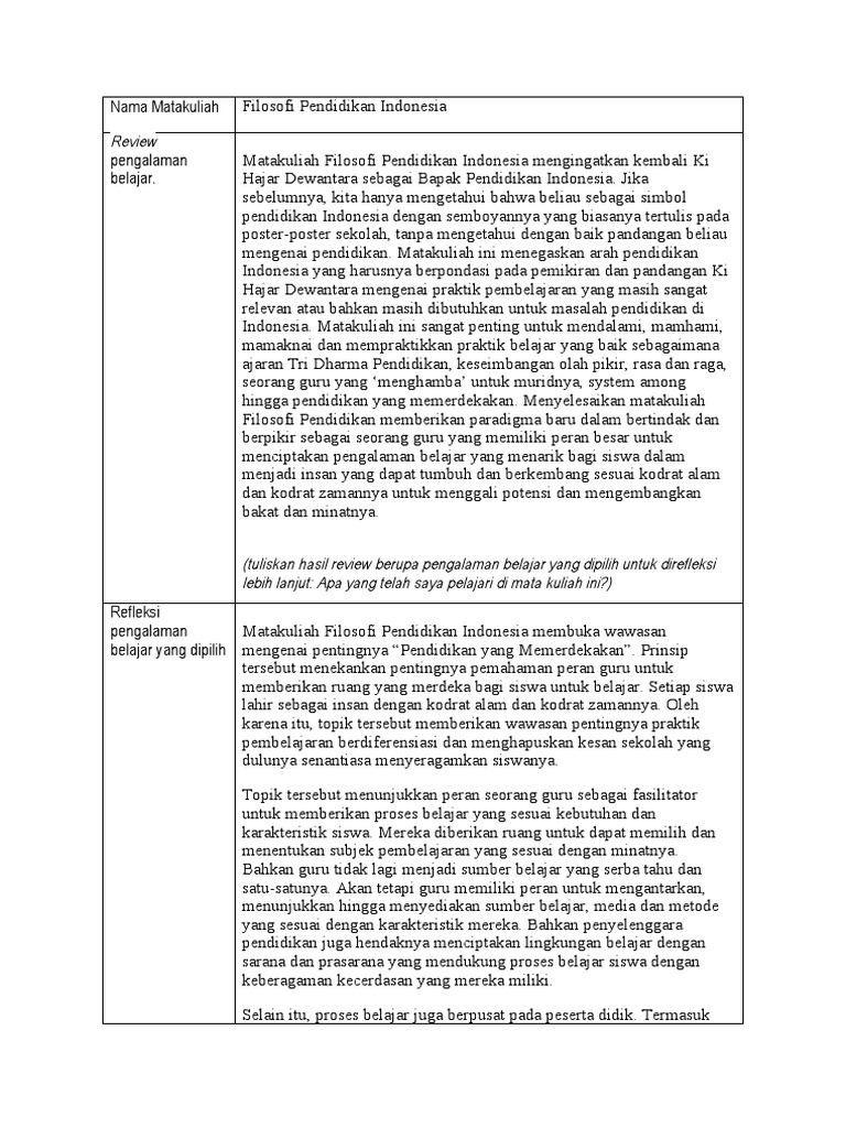 Jurnal Refleksi Filosofi Pendidikan Indonesia | PDF Jurnal Refleksi Filosofi Pendidikan Indonesia | PDF