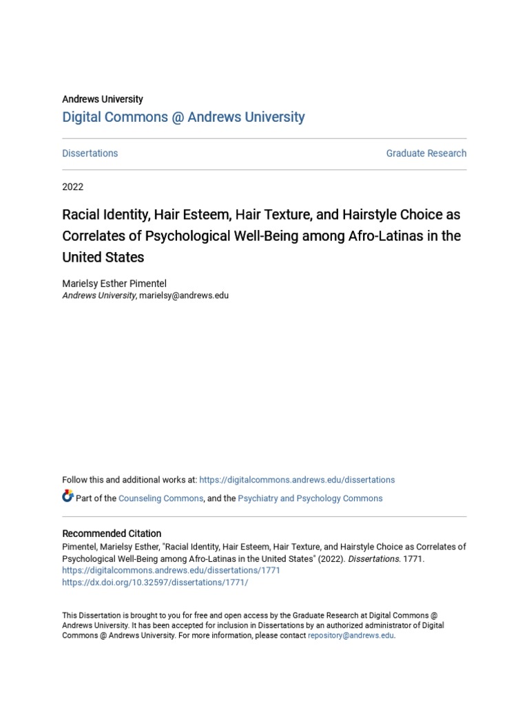 Racial Identity Hair Esteem Hair Texture and Hairstyle Choice | PDF ...