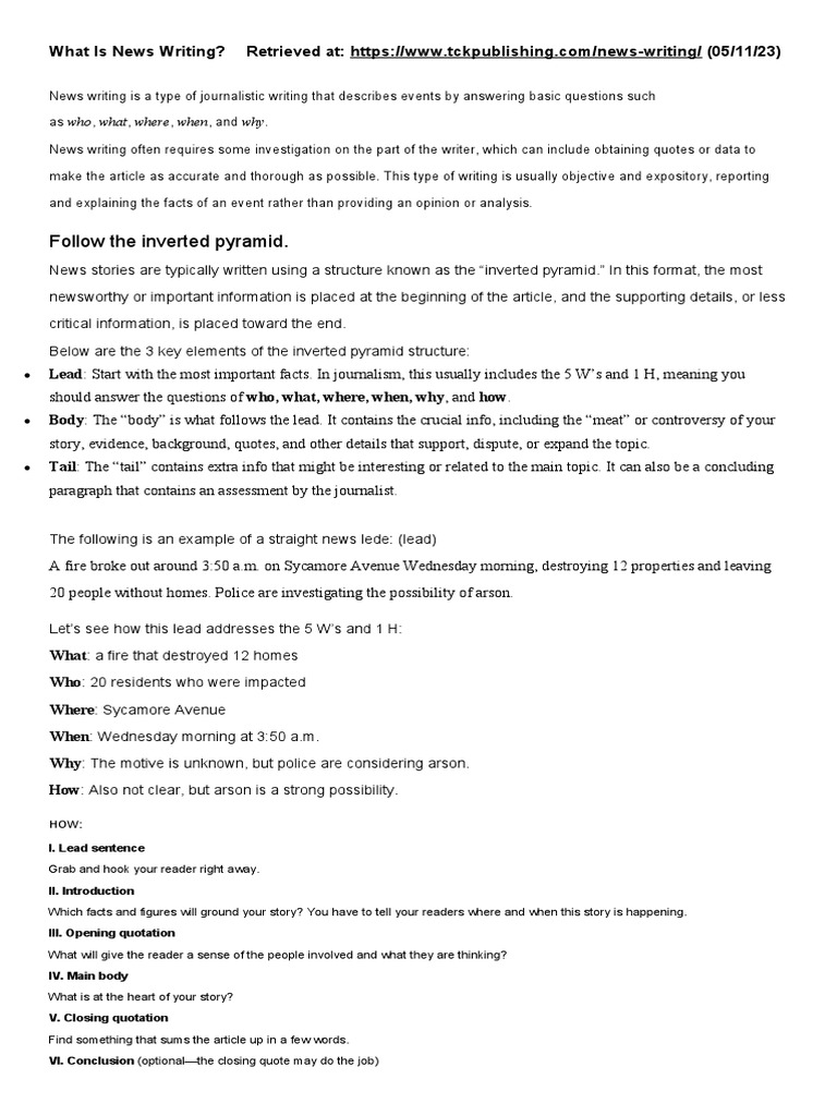 News Writing Essentials and Structure | PDF | News | Human Communication