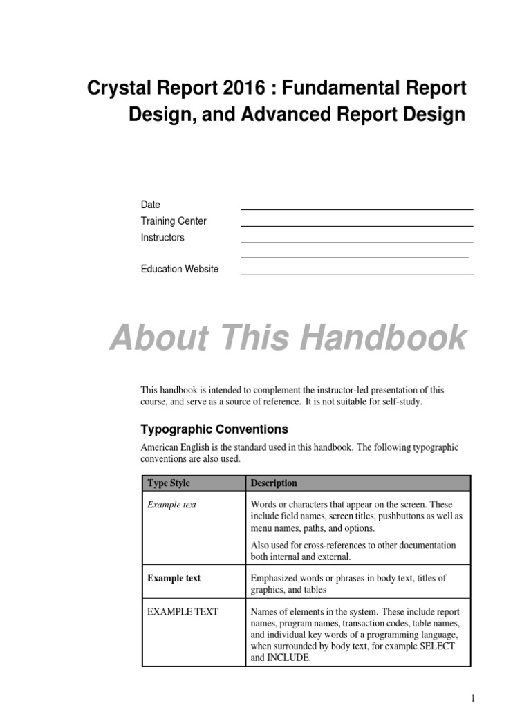 Crystal Report 2016 Unit 1 | PDF | World Wide Web | Internet & Web