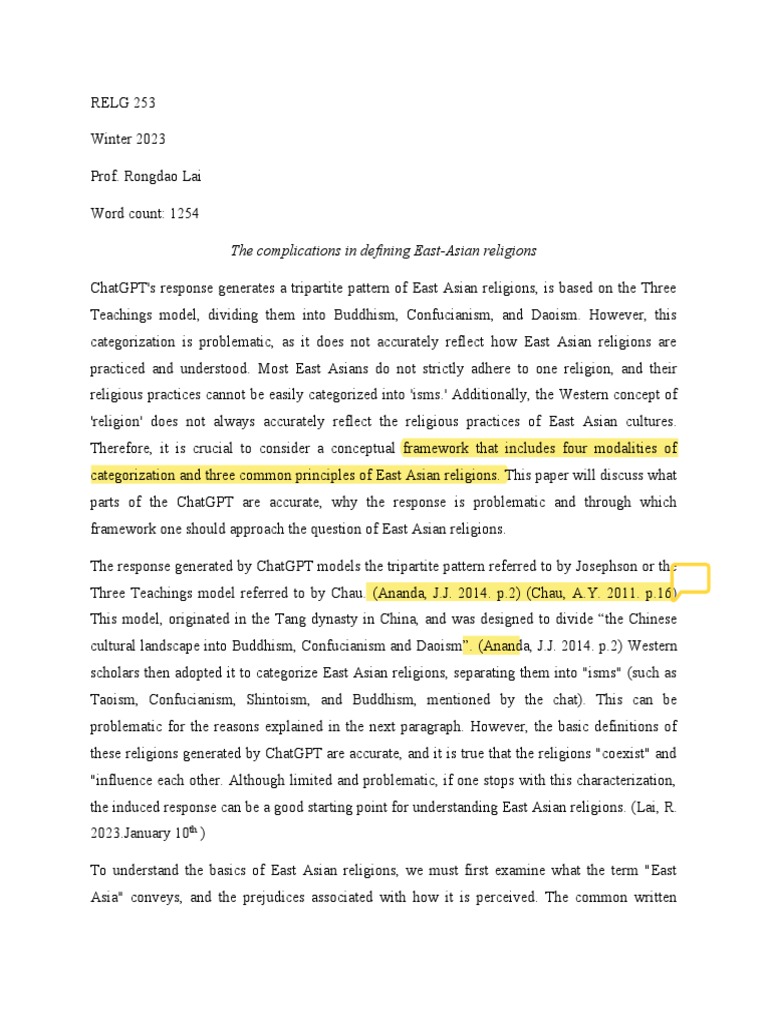 East Asia Religion Essay 1 | PDF