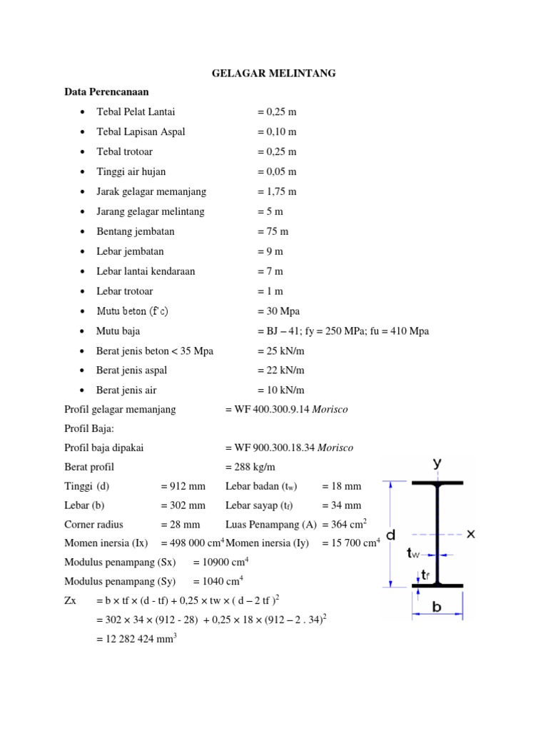 Perencanaan Gelagar Melintang Dwi | PDF