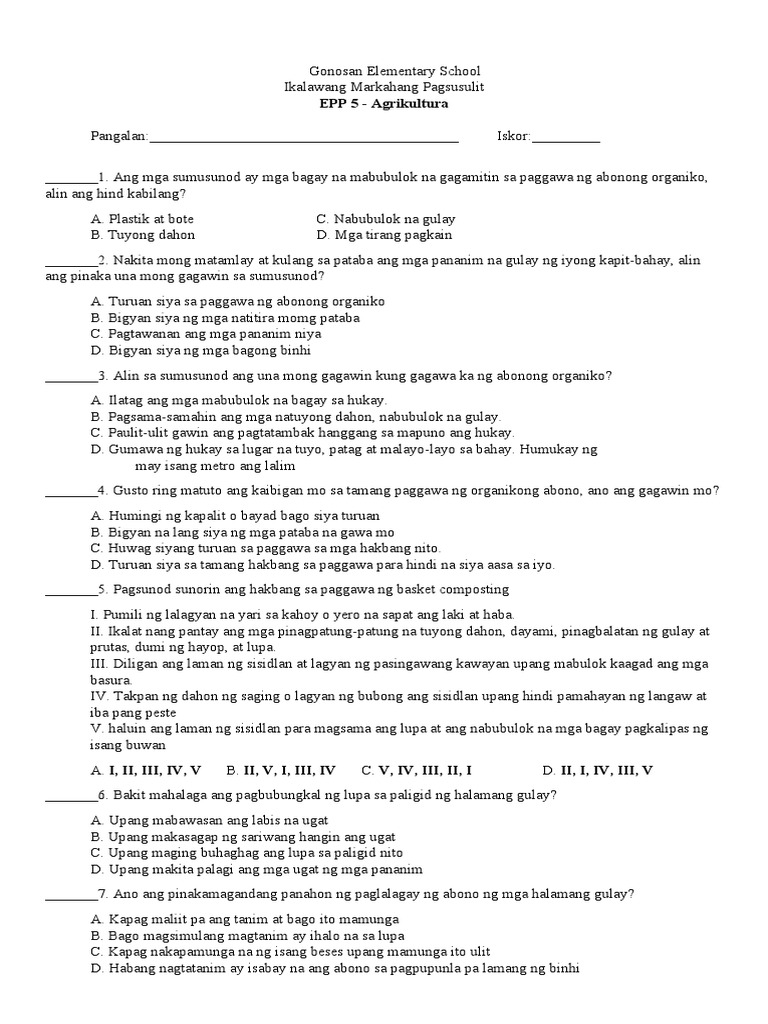 TQ EPP5 Q2 Agri | PDF
